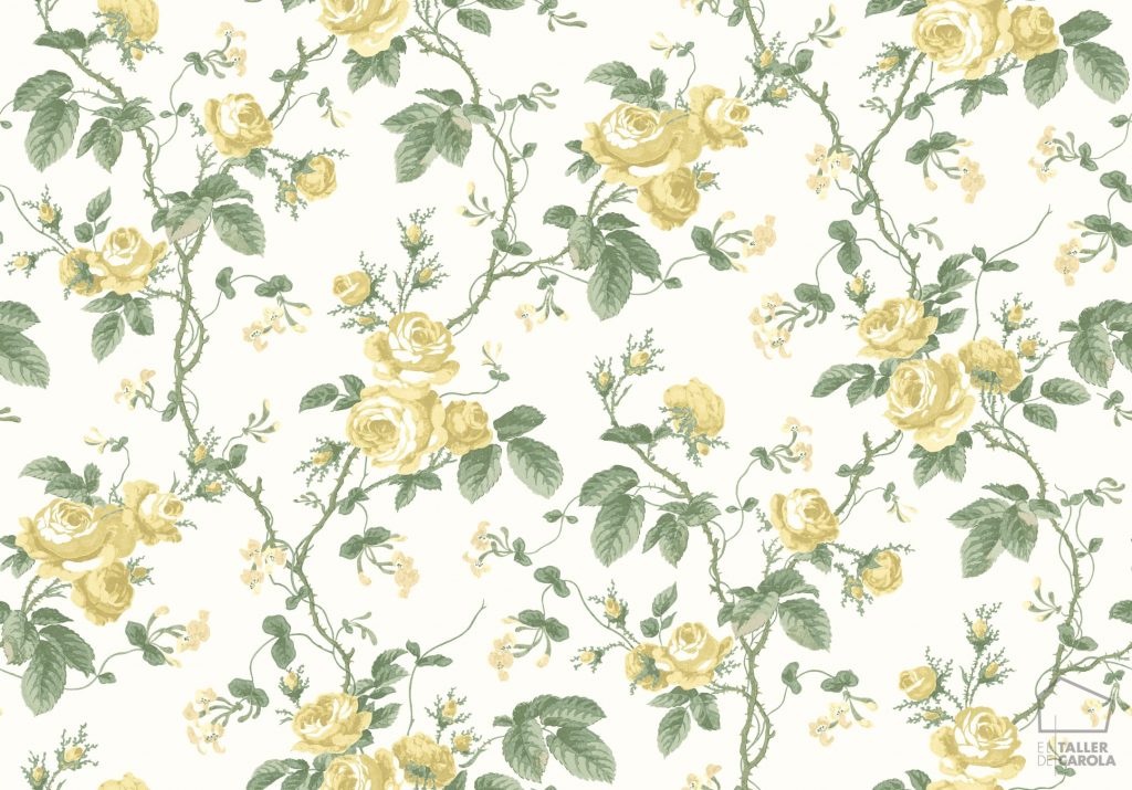 Papel Pintado FRE Flores Vintage Amarillo – El Taller de Carola
